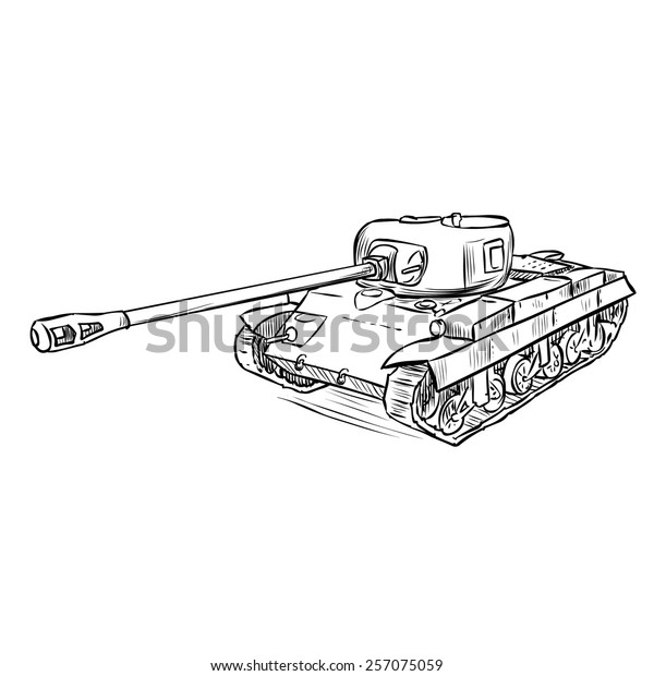 Hand Drawn Us Medium Tank T20 Stock Vector (Royalty Free) 257075059