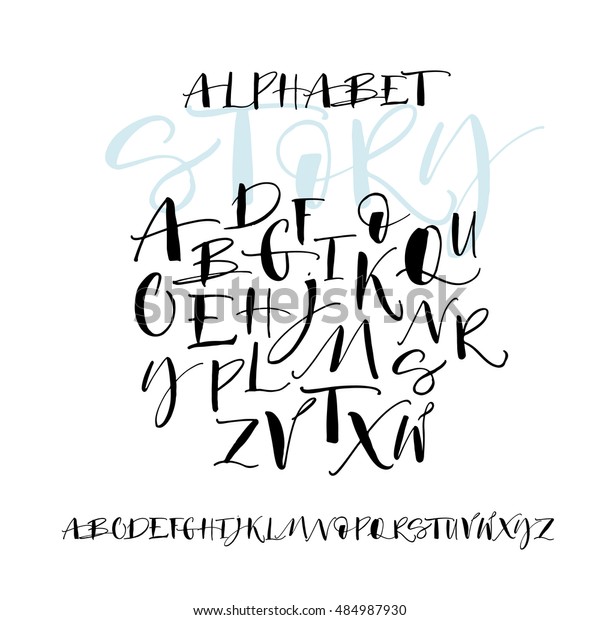 Hand drawn vector alphabet. Hand drawn calligraphy letters. Letters of ...
