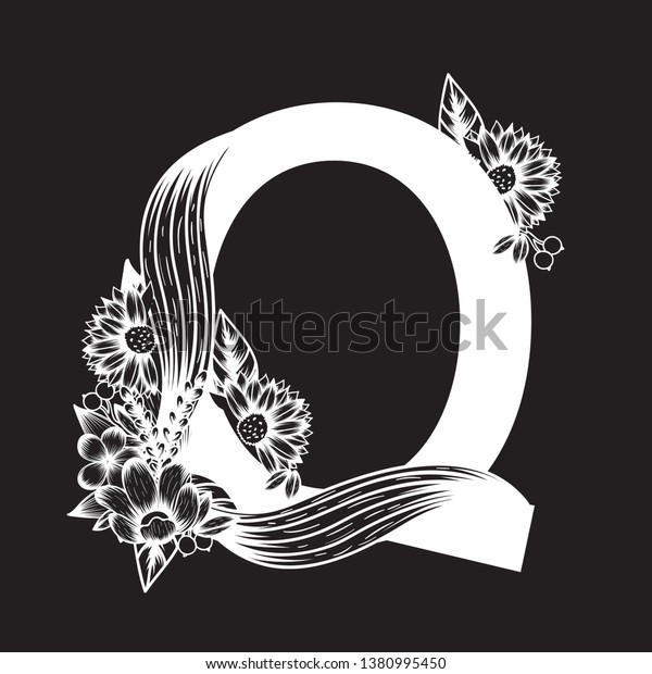 Hand Drawn Vector Botanical Capital Letter Stock Vector (Royalty Free ...