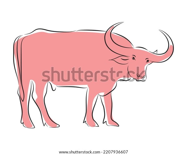 Hand Drawn Vector Buffalo Sketch Illustration Stock Vector (Royalty ...