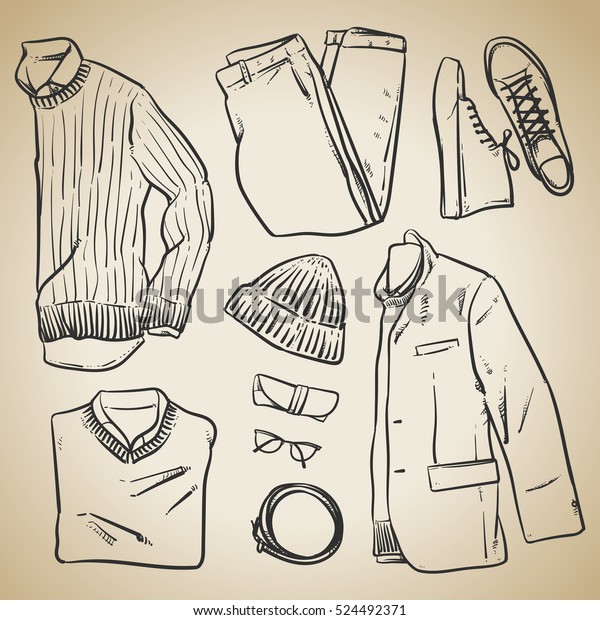 Hand Drawn Vector Clothing Accessories On Stock Vector (Royalty Free ...