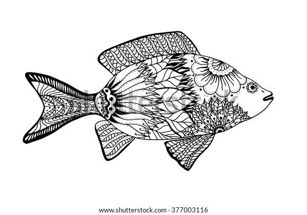 Hand Drawn Vector Fish Floral Elements Stock Vector (Royalty Free ...