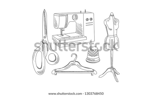 Hand Drawn Vector Icons Related Tailoring Stock Vector (Royalty Free ...