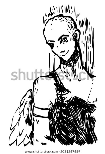 Hand Drawn Vector Illustration Angel Graphic Stock Vector (Royalty Free ...