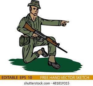Hand Drawn Vector Illustration Australian Soldiers Stock Vector ...