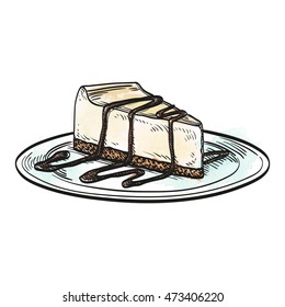 Hand Drawn Vector Illustration Cheesecake Stock Vector (Royalty Free ...