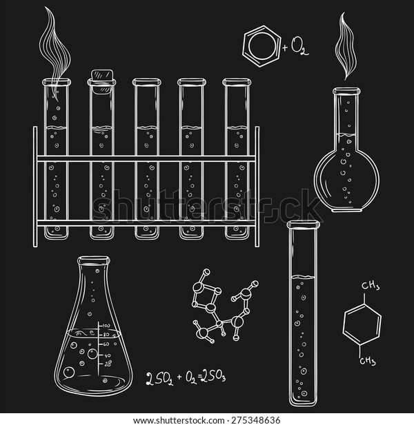 Hand Drawn Vector Illustration Chemistry Laboratory Stock Vector ...