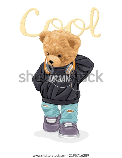 Hand Drawn Vector Illustration Cool Teddy Stock Vector (Royalty Free ...