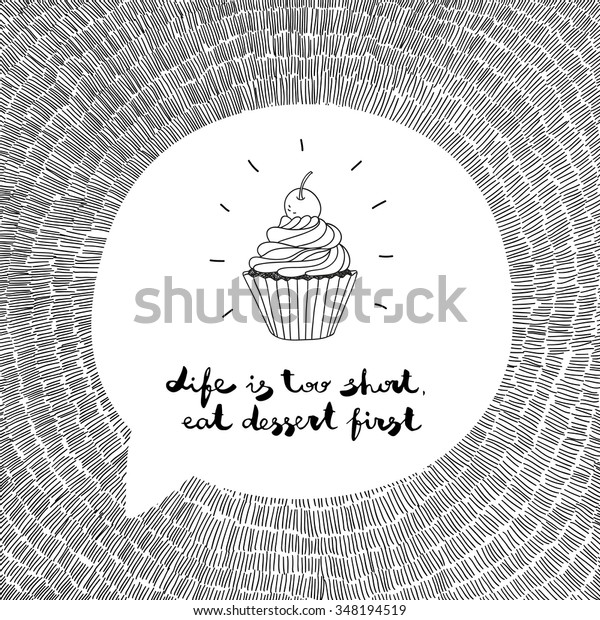 Hand Drawn Vector Illustration Cupcake Text Stock Vector (Royalty Free ...