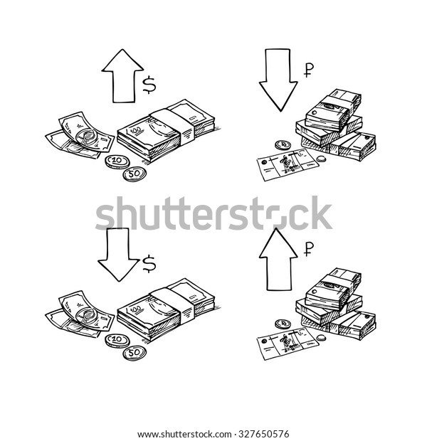Hand Drawn Vector Illustration Currency Dollar Stock Vector (Royalty ...