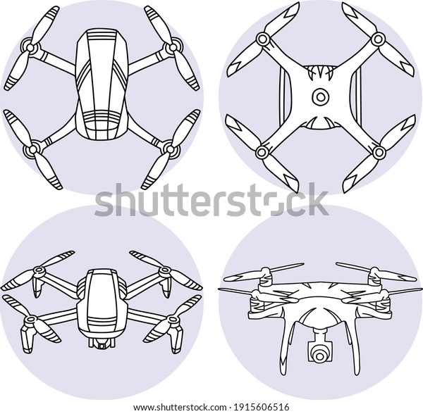 Hand Drawn Vector Illustration Drones Cute Stock Vector (Royalty Free ...