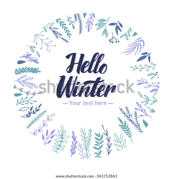 Hand Drawn Vector Illustration Hello Winter Stock Vector (Royalty Free ...