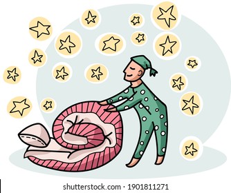 Hand Drawn Vector Illustration Man Rolling Stock Vector (Royalty Free ...
