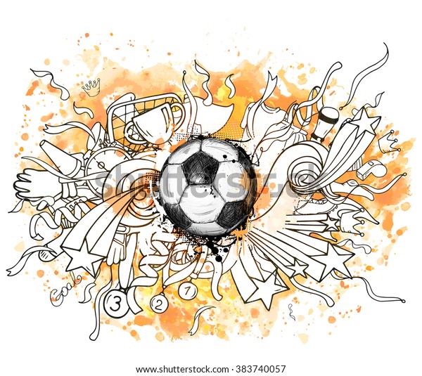 Hand Drawn Vector Illustration Soccer Football Stock Vector (Royalty ...