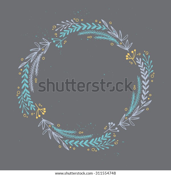 Hand Drawn Vector Illustration Wreath Design: เวกเตอร์สต็อก (ปลอดค่า ...