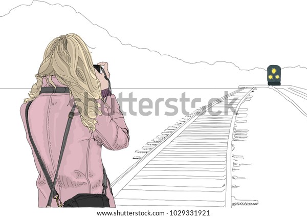 Hand Drawn Vector Illustration Young Woman 스톡 벡터(로열티 프리) 1029331921