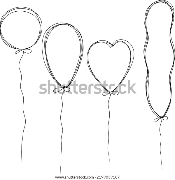 Hand Drawn Vector Line Art Balloons Stock Vector (Royalty Free ...