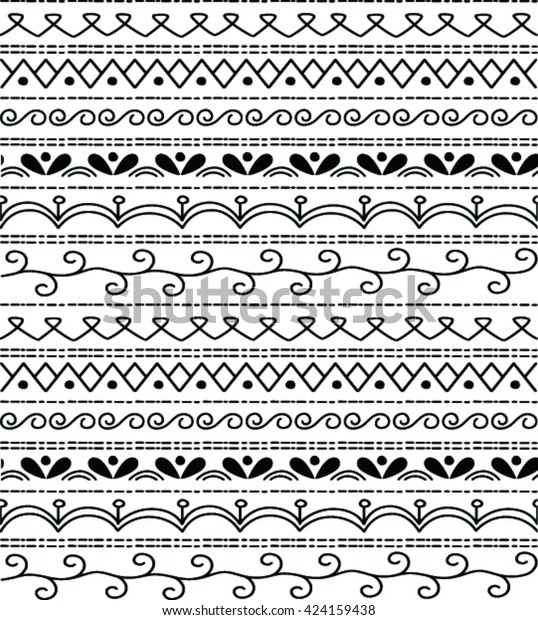 Hand Drawn Vector Line Border Set Stock Vector (Royalty Free) 424159438