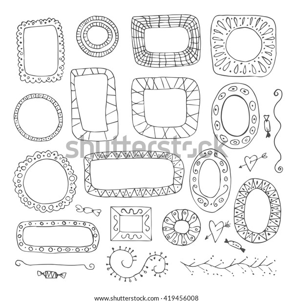 Hand Drawn Vector Line Frame Illustration Stock Vector (Royalty Free ...