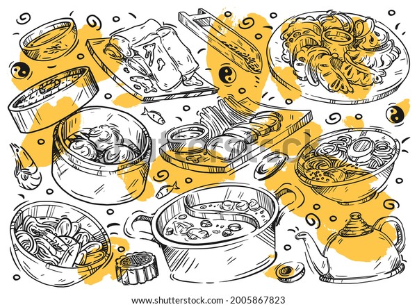 Hand Drawn Vector Line Illustration Food Stock Vector (Royalty Free ...