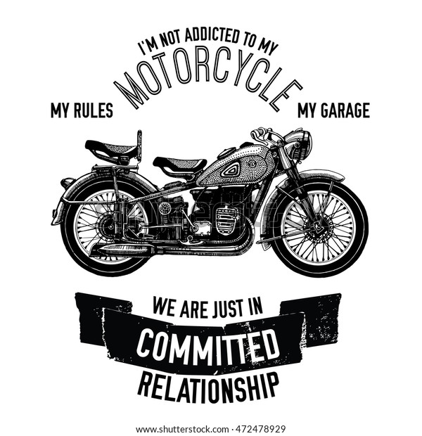 Hand Drawn Vector Motorcycle Quote Stok Vektör (Telifsiz) 472478929