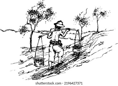 Hand Drawn Vector Nature Illustration Man Stock Vector (Royalty Free ...