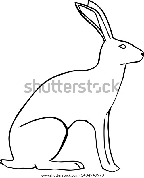Hand Drawn Vector Outline Illustration Hare Stock Vector (Royalty Free ...