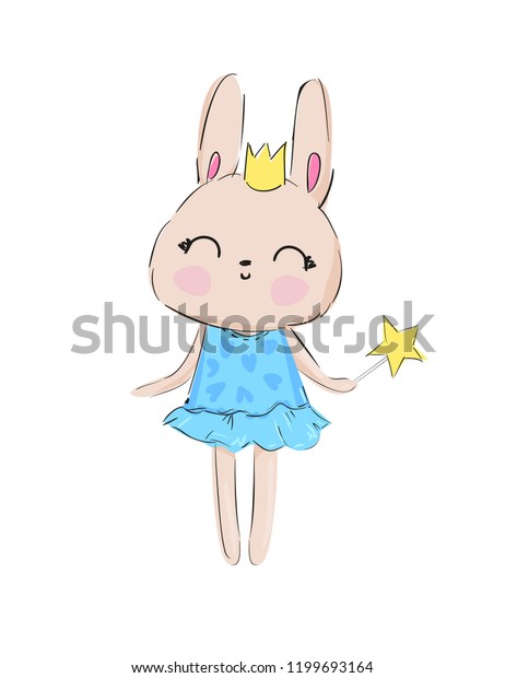 Hand Drawn Vector Princess Rabbit Cute Stock Vector (Royalty Free ...