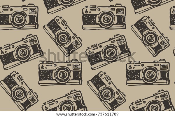 Hand Drawn Vector Retro Camera Take Stock Vector (Royalty Free ...