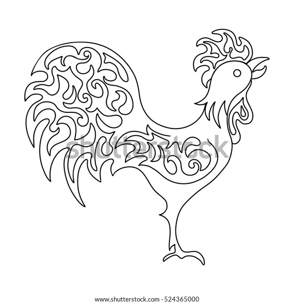 Hand Drawn Vector Rooster Outline Illustration: เวกเตอร์สต็อก (ปลอดค่า ...