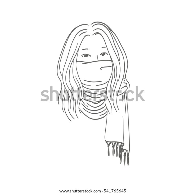 Hand Drawn Vector Shy Girl Wearing Stock Vector (Royalty Free ...