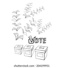 Hand Drawn Vector Sketch Illustration Vote: เวกเตอร์สต็อก (ปลอดค่า ...