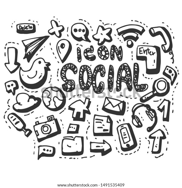 Hand Drawn Vector Social Media Icons Stock Vector (Royalty Free ...