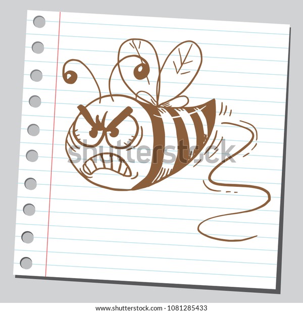 Hand Drawn Very Angry Bee Stock Vector (Royalty Free) 1081285433 ...