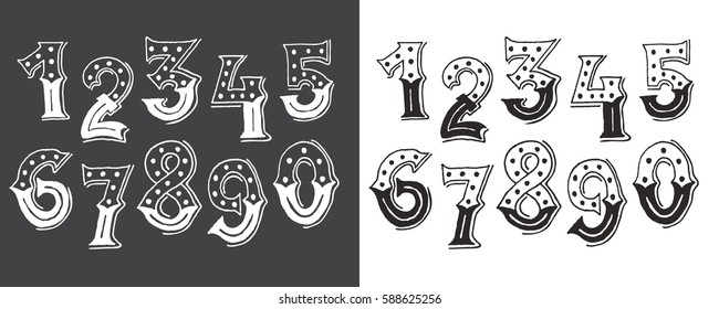 Hand Drawn Victorian Design Typography Number Stock Vector (Royalty ...