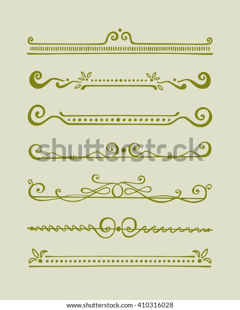 Hand Drawn Vintage Borders Collection Made Stock Vector (Royalty Free ...