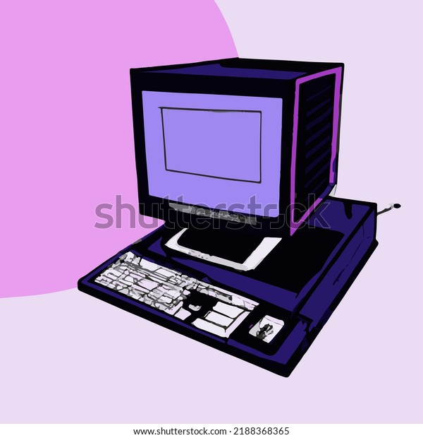 Hand Drawn Vintage Computer Illustration Stock Vector (Royalty Free ...