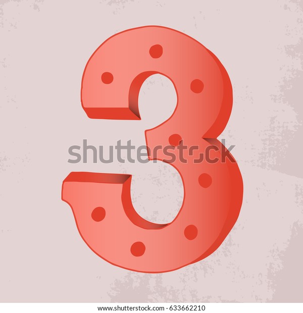 Hand Drawn Vintage Number Three Handwritten Stock Vector (Royalty Free ...