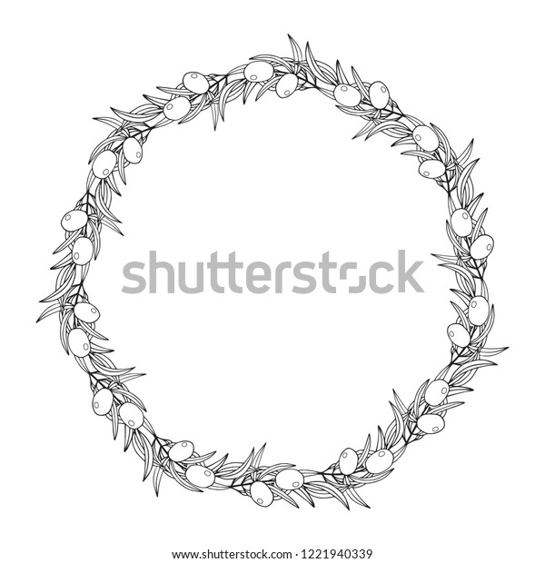 Hand Drawn Vintage Olive Laurel Wreath Stock Vector (Royalty Free ...
