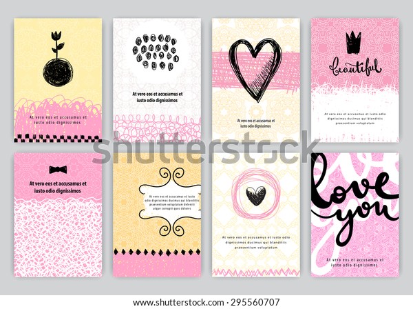 Hand Drawn Vintage Posters Set Vector 스톡 벡터(로열티 프리) 295560707 ...