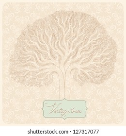 Hand Drawn Vintage Tree Vector Illustration Stock Vector (Royalty Free ...