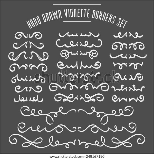 Hand Drawn Vintage Vignette Borders Set Stock Vector (Royalty Free ...