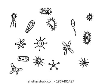 Hand Drawn Viruses Set Isolated On Stock Vector (Royalty Free ...