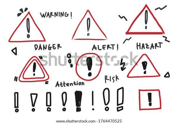 Hand Drawn Warning Alert Sign Exclamation Stock Vector (Royalty Free ...