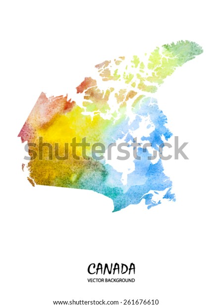 Hand Drawn Watercolor Map Canada Isolated: vector de stock (libre de ...