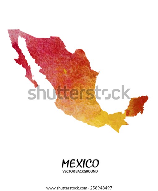 Hand Drawn Watercolor Map Mexico Isolated Stock Vector (Royalty Free ...