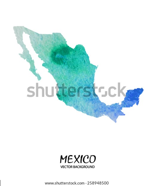 Hand Drawn Watercolor Map Mexico Isolated Stock Vector (Royalty Free ...