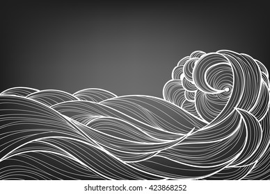 Hand Drawn Waves On Chalkboard Background Stock Vector (Royalty Free ...
