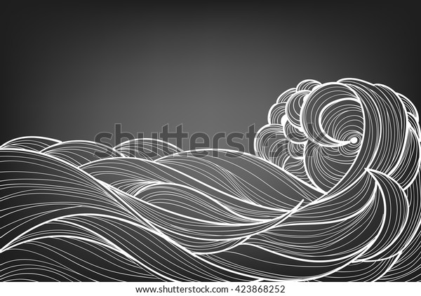 Hand Drawn Waves On Chalkboard Background Stock Vector (Royalty Free ...