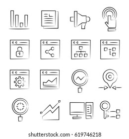 Hand Drawn Web Icon Set Stock Vector (Royalty Free) 619746218 ...